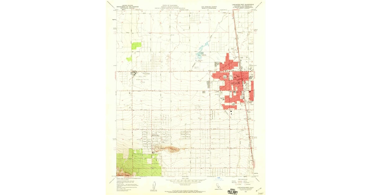 1958 Map of Lancaster West, Los Angeles County, CA — High-Res | Pastmaps