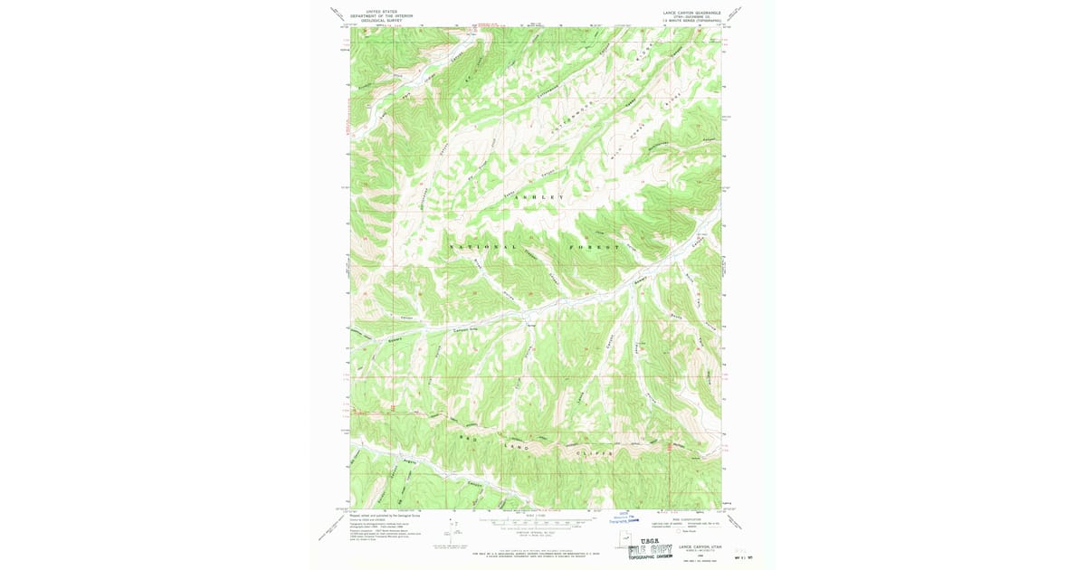 1968 Map of Lance Canyon, Duchesne County, UT — High-Res | Pastmaps