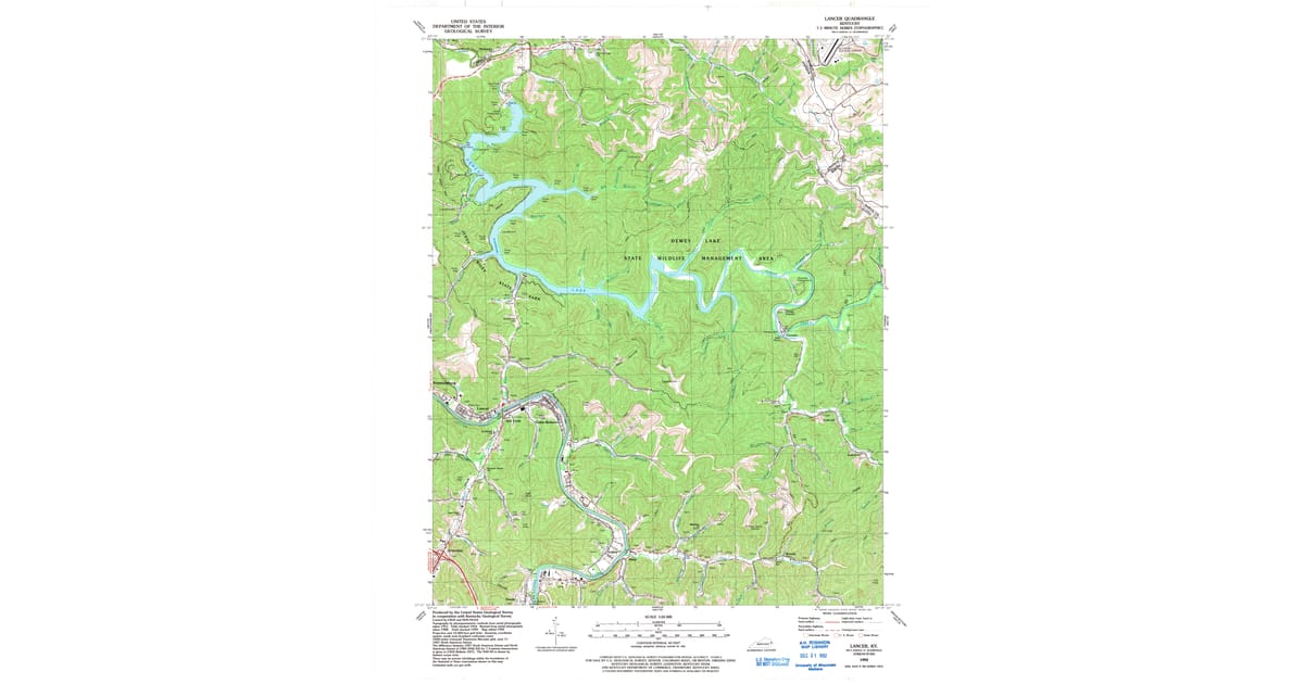 1992 Map of Lancer, Floyd County, KY — High-Res | Pastmaps