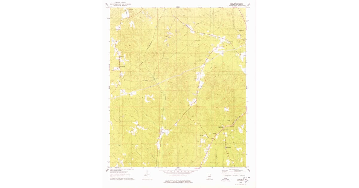 1974 Map of Land, Choctaw County, AL — High-Res | Pastmaps
