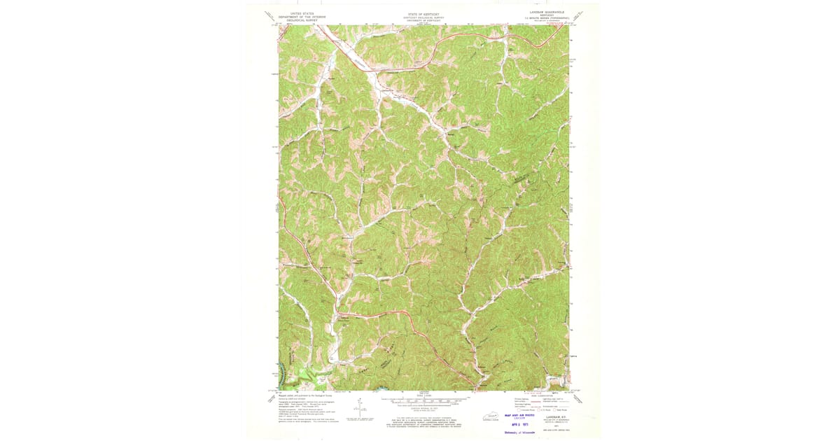 1971 Map of Landsaw, Wolfe County, KY — High-Res | Pastmaps