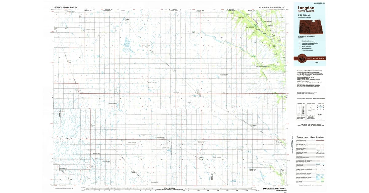 1985 Map of Langdon, ND — High-Res | Pastmaps