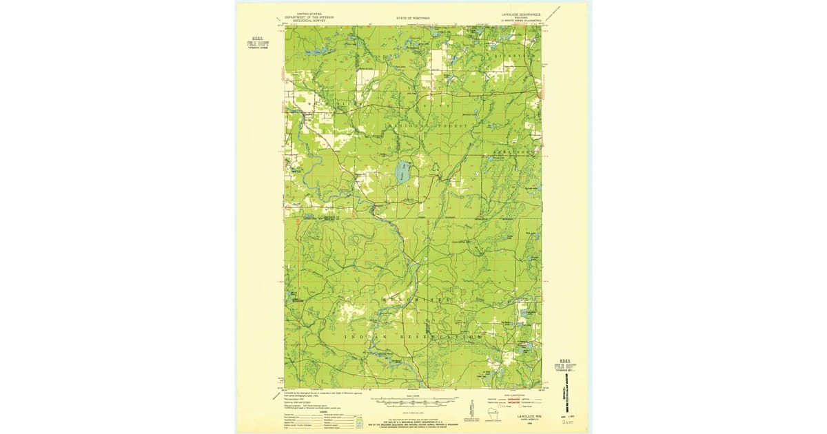 1952 Map of Langlade, Menominee County, WI — High-Res | Pastmaps