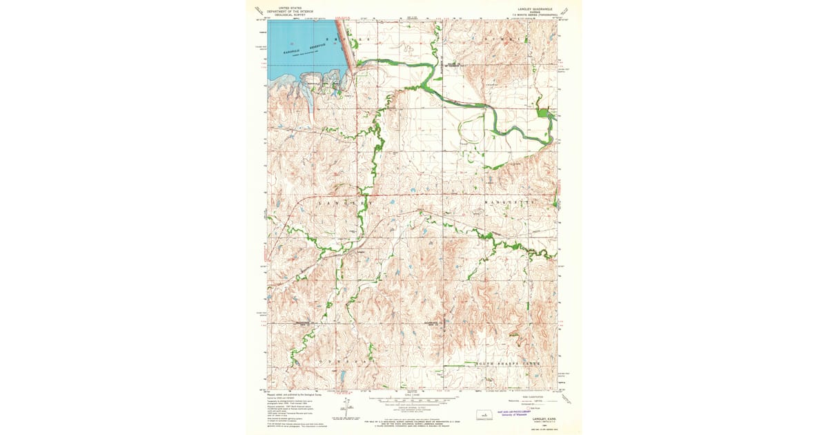 1964 Map of Langley, Ellsworth County, KS — High-Res | Pastmaps