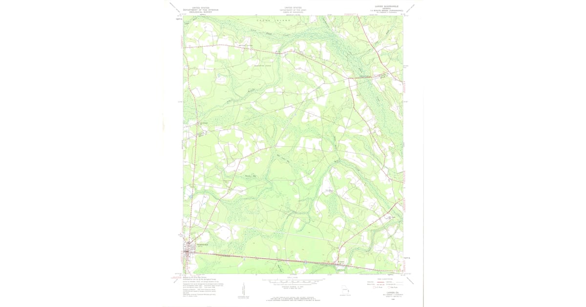 1958 Map of Lanier, Bryan County, GA — High-Res | Pastmaps