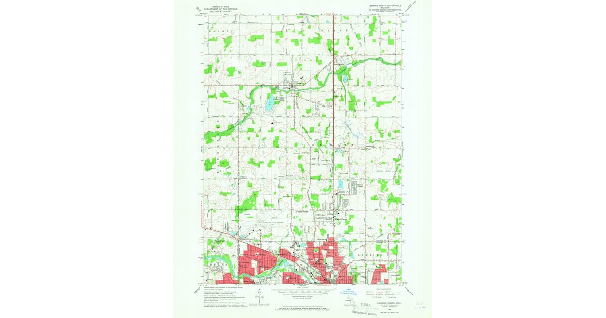 1965 Map of Lansing North, Clinton County, MI — High-Res | Pastmaps