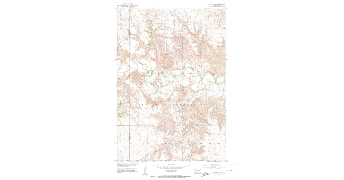 1952 Map of Lantry NW, Dewey County, SD — High-Res | Pastmaps