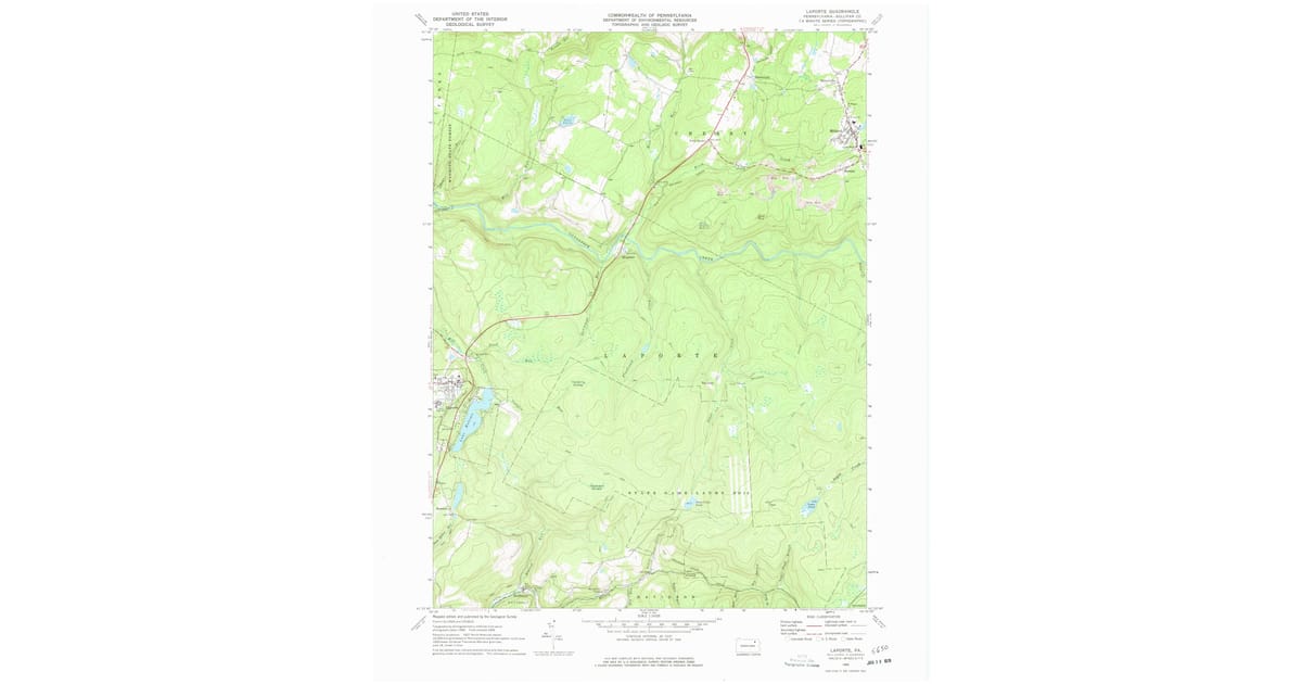 1969 Map of LaPorte, Sullivan County, PA — High-Res, 1977 Print | Pastmaps