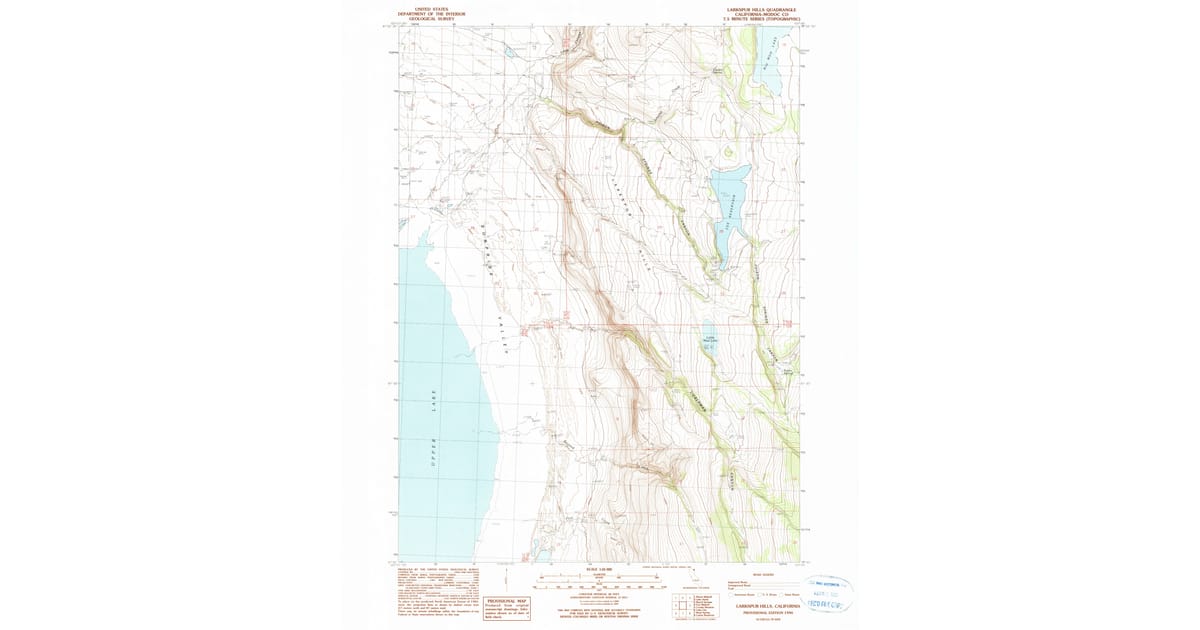 1990 Map of Larkspur Hills, Modoc County, CA — High-Res | Pastmaps