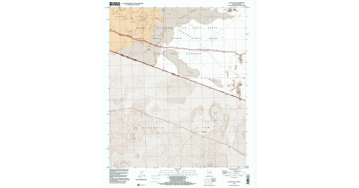 1996 Map of Las Playas, Yuma County, AZ — High-Res | Pastmaps