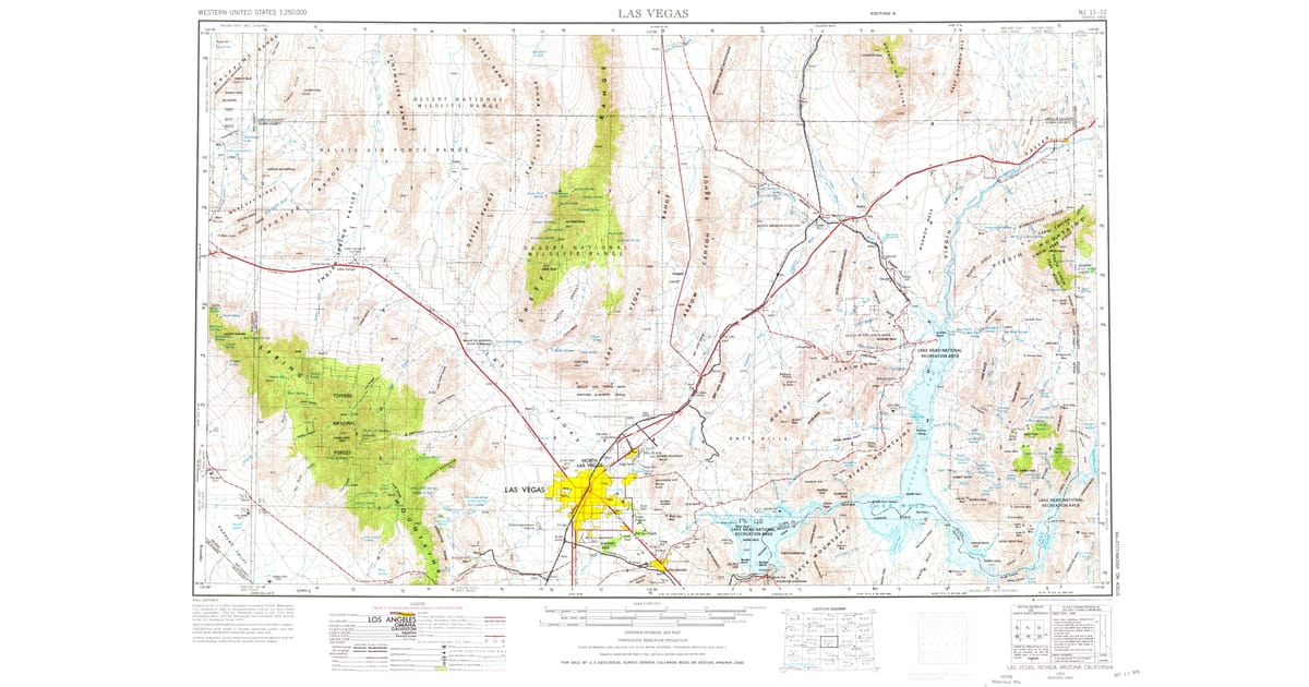 1954 Map of Las Vegas, NV — High-Res, 1954 Print #2 | Pastmaps