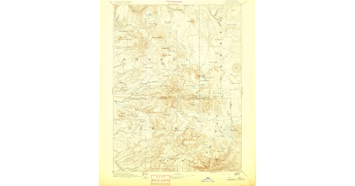 1894 Map of Lassen Peak, Shasta County, CA — High-Res | Pastmaps