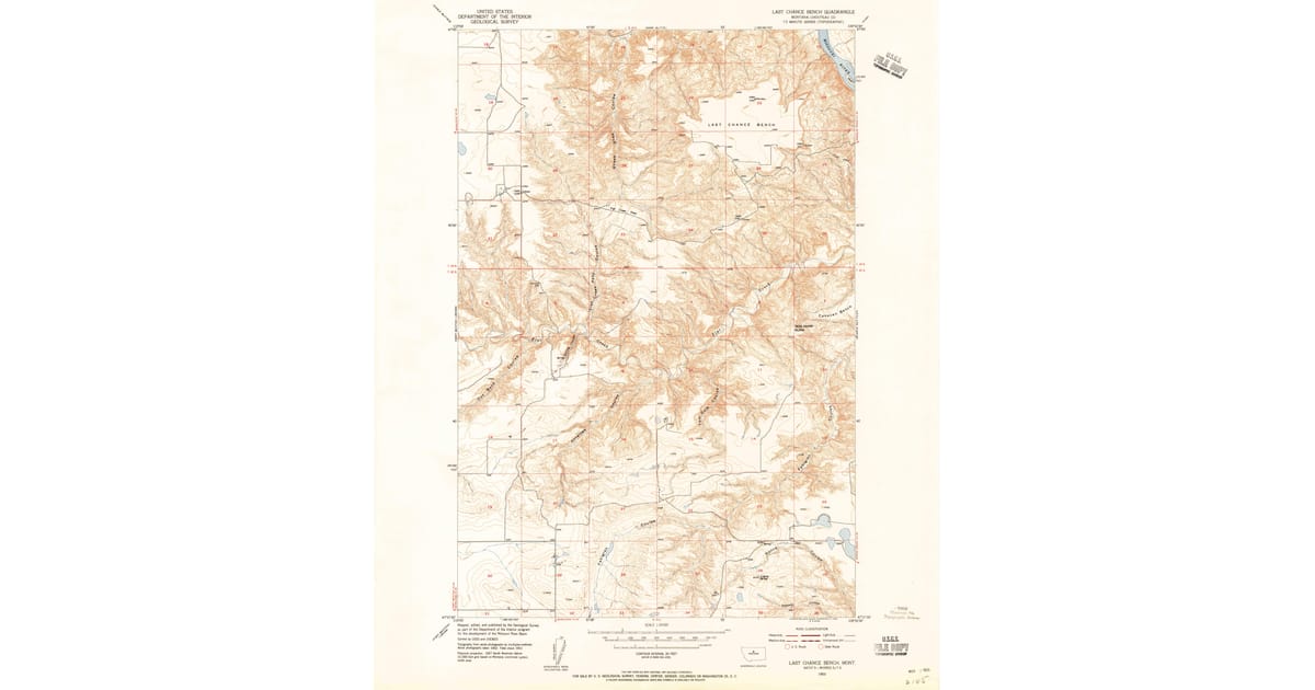 1953 Map of Last Chance Bench, Chouteau County, MT — High-Res | Pastmaps