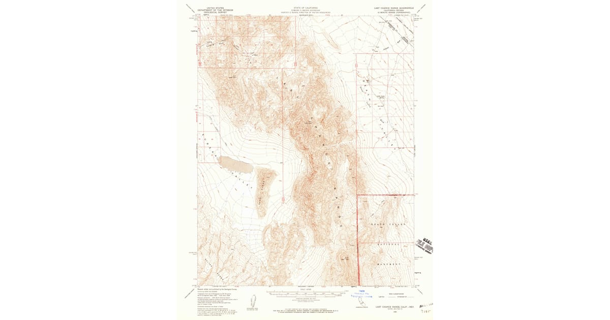 1958 Map of Last Chance Range, Inyo County, CA — High-Res | Pastmaps