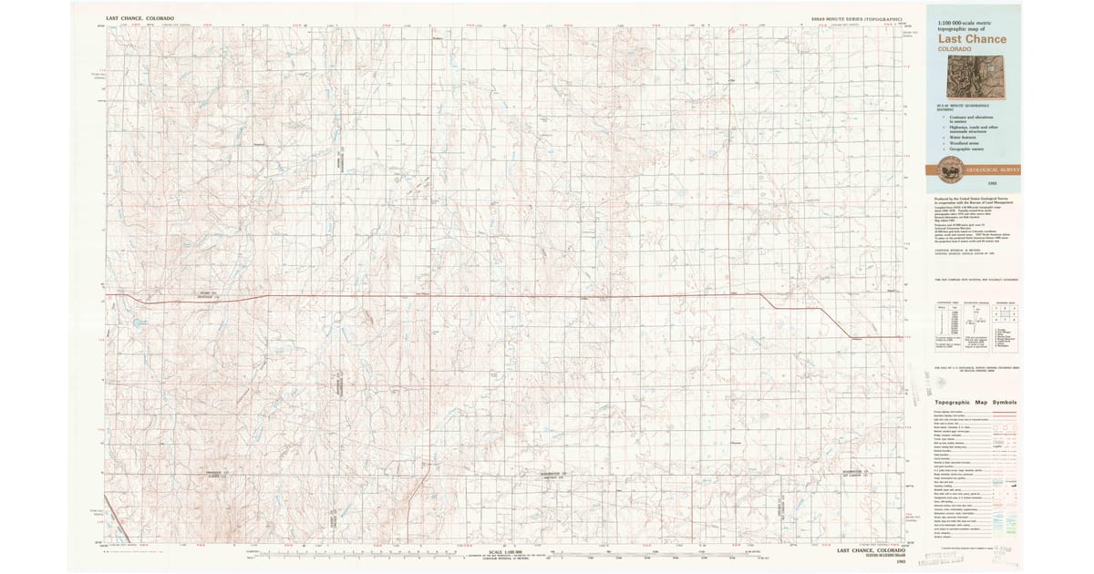 1983 Map of Last Chance, Washington County, CO — High-Res | Pastmaps