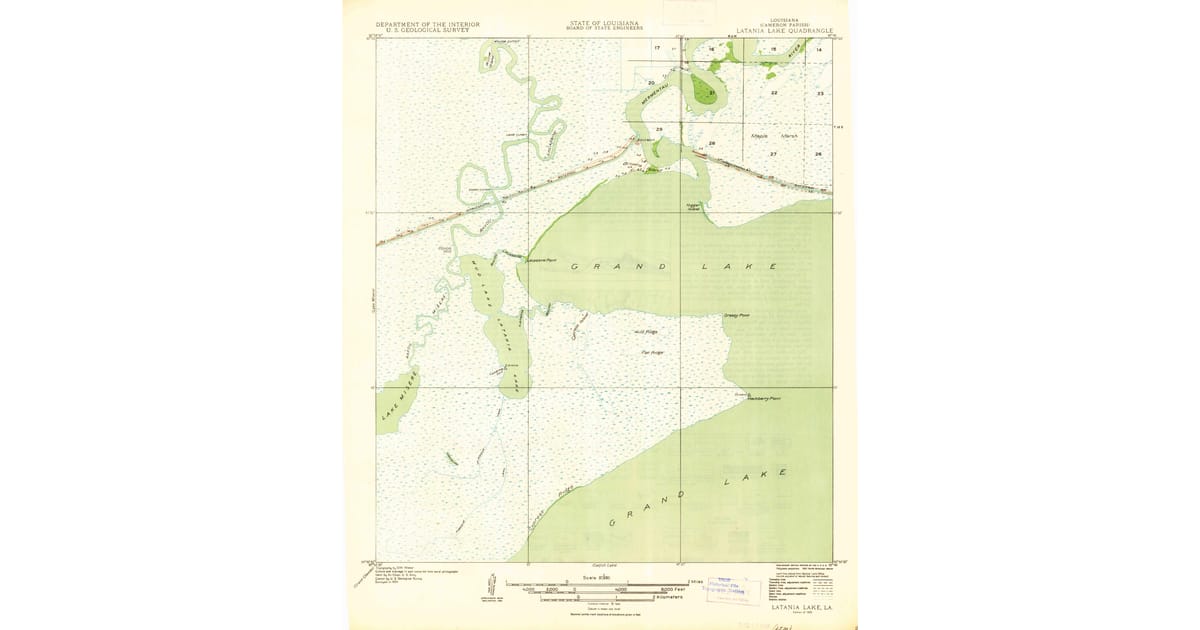 1935 Map of Latania Lake, Cameron Parish, LA — High-Res | Pastmaps