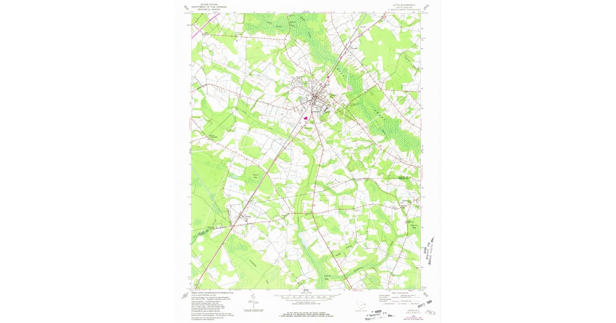1960 Map of Latta, SC — High-Res, 1980 Print | Pastmaps