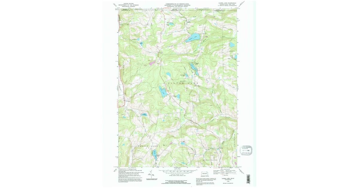 1992 Map of Laurel Lake, Susquehanna County, PA — High-Res | Pastmaps