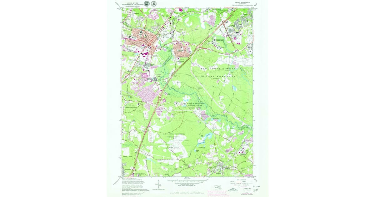 1965 Map of Laurel, MD — High-Res, 1979 Print | Pastmaps