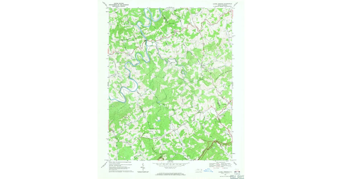 1968 Map of Laurel Springs, Ashe County, NC — High-Res | Pastmaps