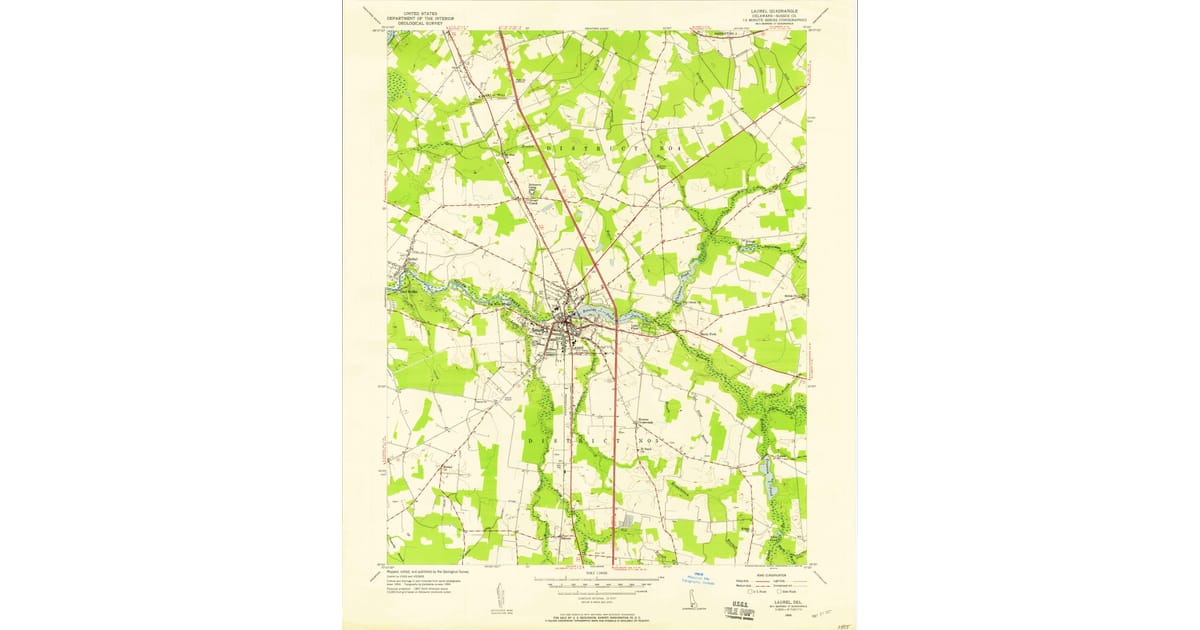 1955 Map of Laurel, DE — High-Res | Pastmaps