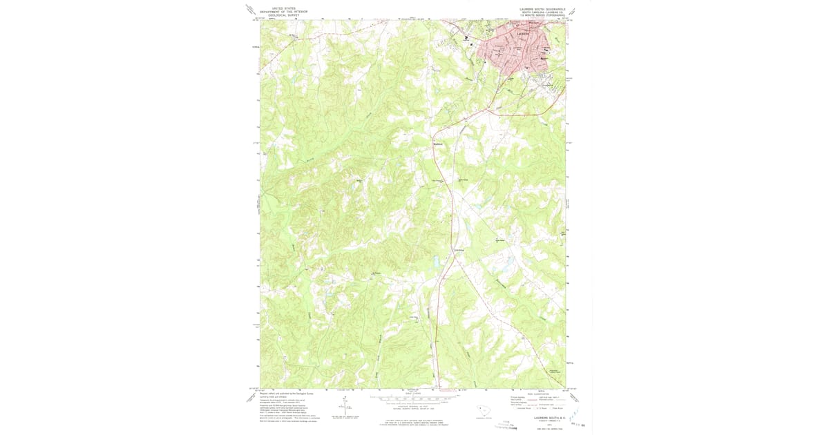 1971 Map of Laurens South, Laurens County, SC — High-Res | Pastmaps