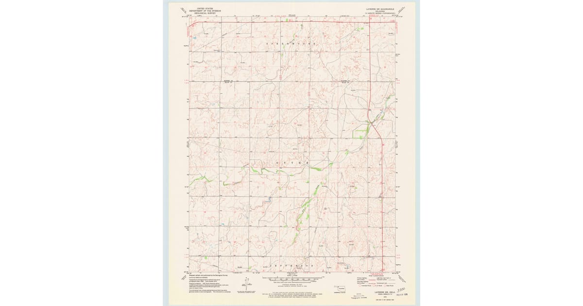 1970 Map of Laverne SW, Ellis County, OK — High-Res, 1977 Print | Pastmaps