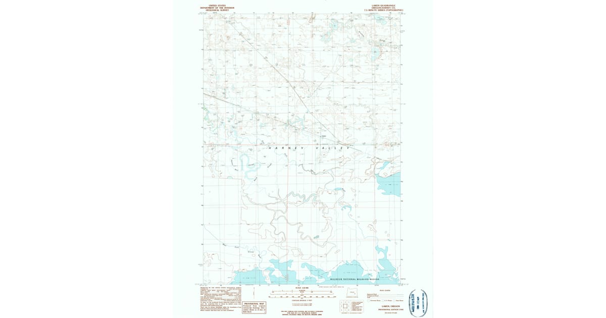 1990 Map of Lawen, Harney County, OR — High-Res | Pastmaps