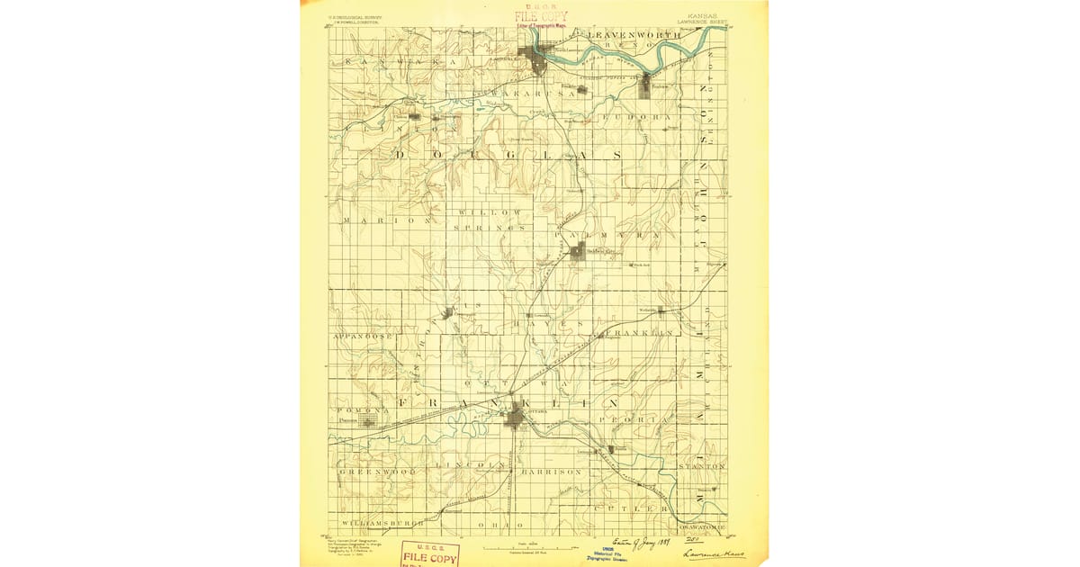 1889 Map of Lawrence, KS — High-Res | Pastmaps