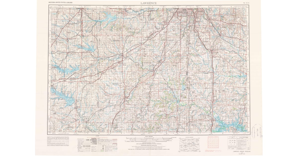 1956 Map of Lawrence, KS — High-Res, 1976 Print #2 | Pastmaps