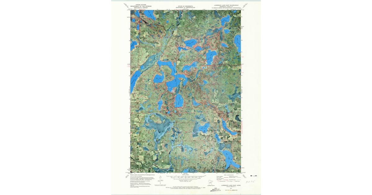 1971 Map of Lawrence Lake East, Itasca County, MN — High-Res | Pastmaps