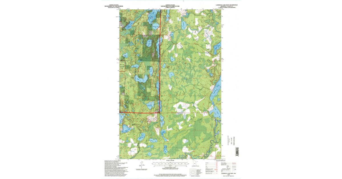 1996 Map of Lawrence Lake West, Itasca County, MN — High-Res | Pastmaps