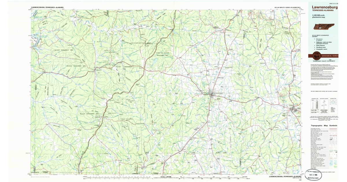 1985 Map of Lawrenceburg, TN — High-Res | Pastmaps