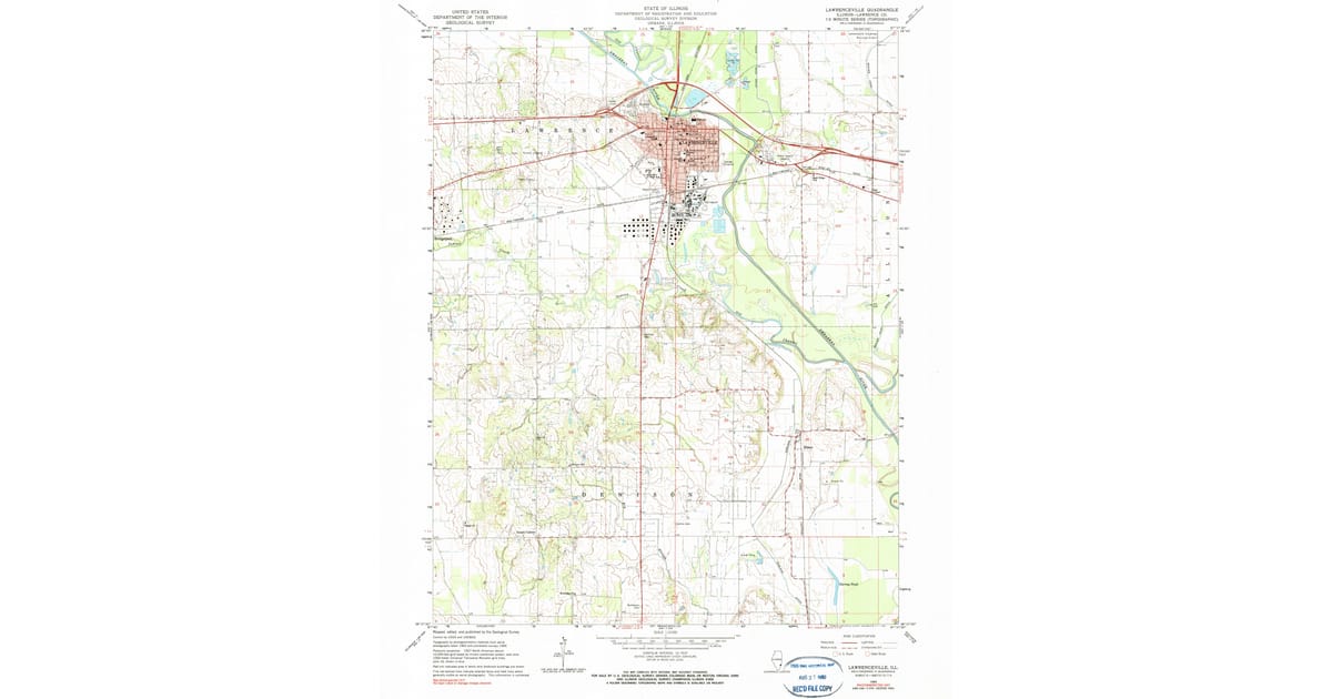 1965 Map of Lawrenceville, IL — High-Res, 1966 Print #2 | Pastmaps