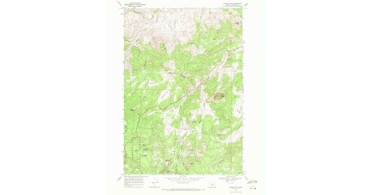 1968 Map of Lawson Mtn, Wheeler County, OR — High-Res | Pastmaps