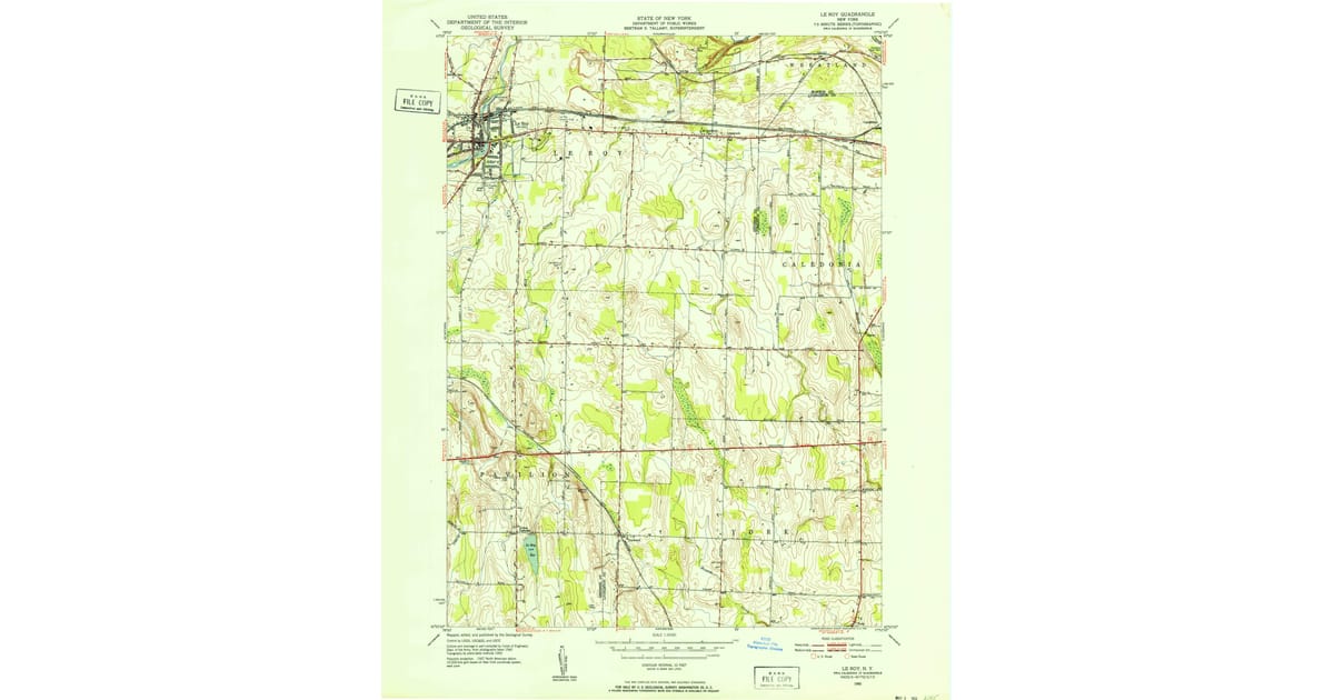 1950 Map of Le Roy, Genesee County, NY — High-Res | Pastmaps