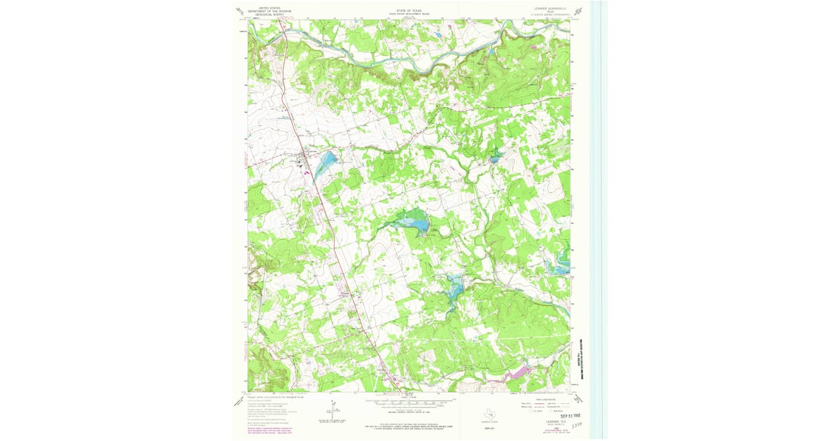 1962 Map of Leander, TX — High-Res, 1979 Print #2 | Pastmaps