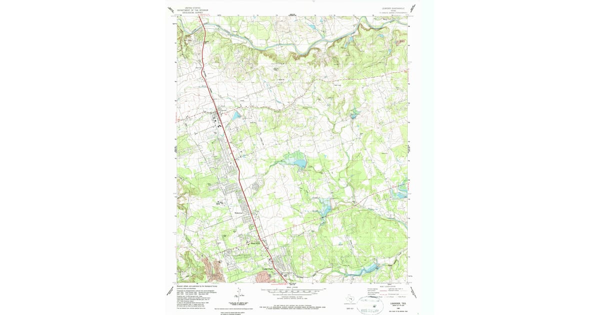 1987 Map of Leander, TX — High-Res | Pastmaps