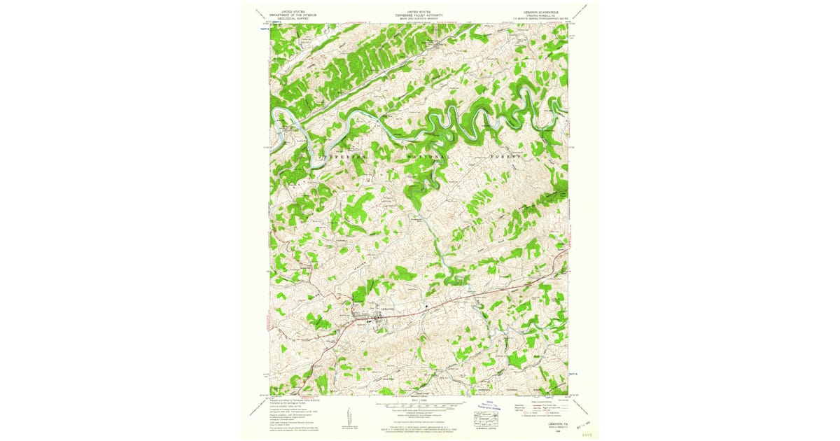 1958 Map of Lebanon, VA — High-Res, 1960 Print #2 | Pastmaps