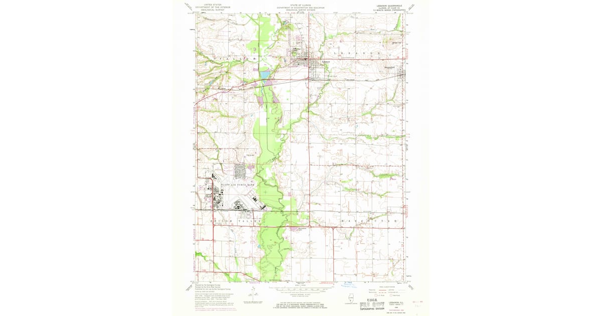 1954 Map of Lebanon, IL — High-Res, 1969 Print | Pastmaps