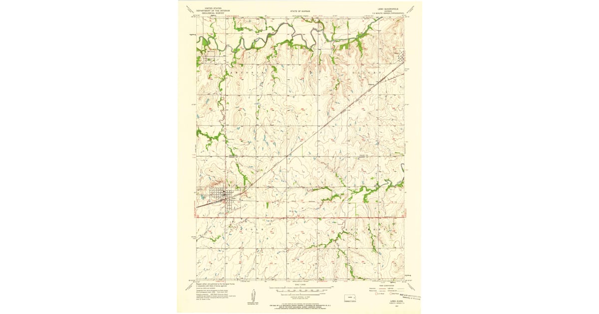 1957 Map of Lebo, KS — High-Res | Pastmaps