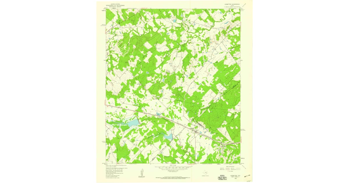 1958 Map of Ledbetter, Lee County, TX — High-Res | Pastmaps