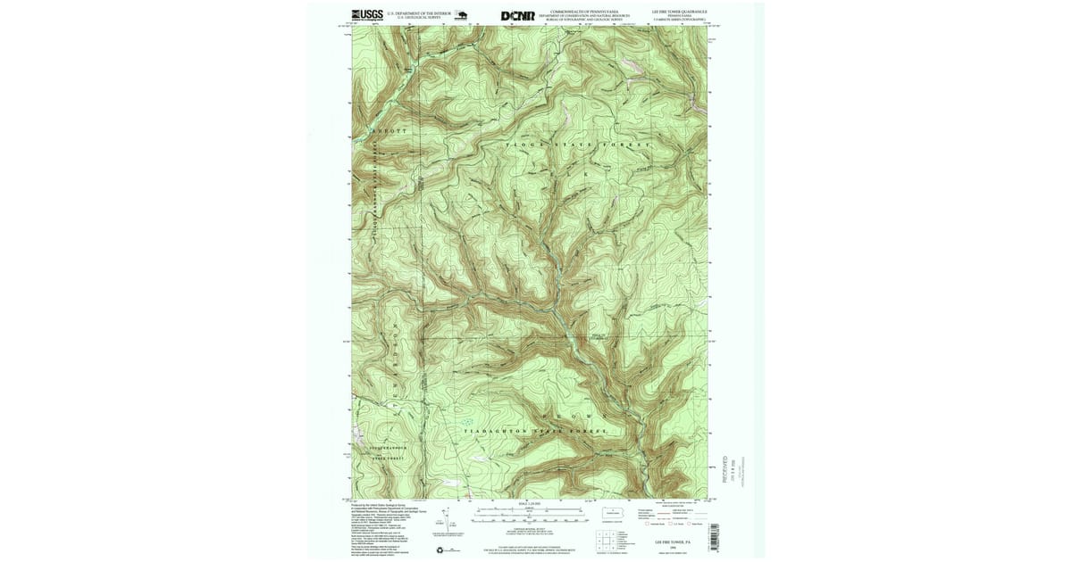 1994 Map of Lee Fire Tower, Tioga County, PA — High-Res | Pastmaps
