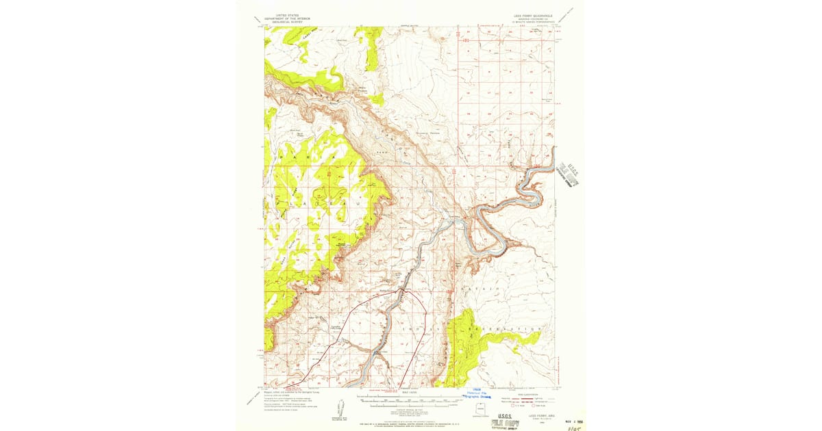 1954 Map of Lees Ferry, Coconino County, AZ — High-Res | Pastmaps