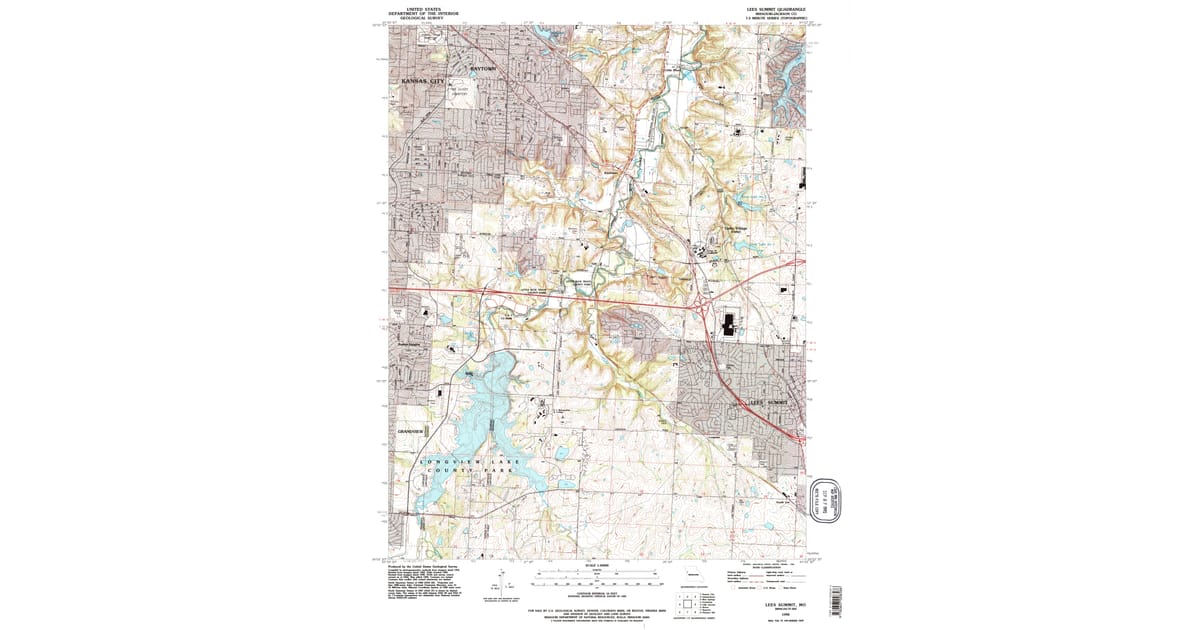 1990 Map of Lees Summit, Jackson County, MO — High-Res | Pastmaps