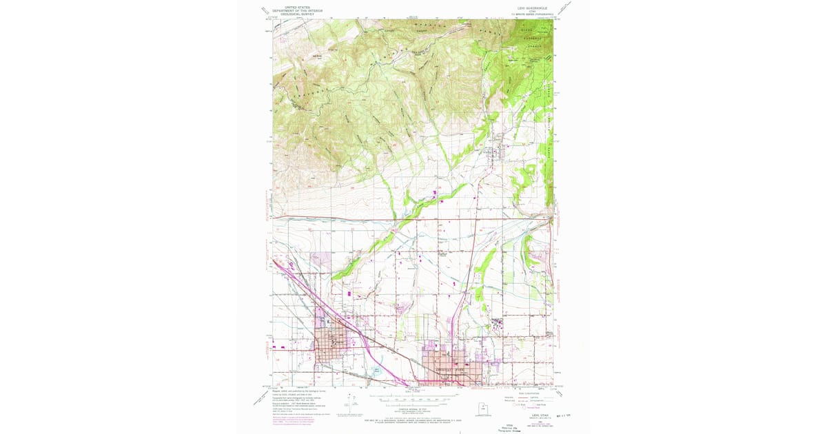 1951 Map of Lehi, UT — High-Res, 1970 Print | Pastmaps
