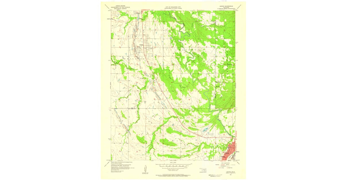 1957 Map of Lehigh, OK — High-Res | Pastmaps