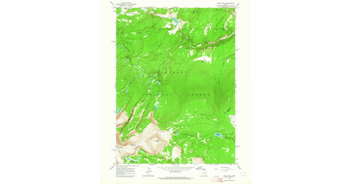 1963 Map of Leidy Peak, Daggett County, UT — High-Res | Pastmaps