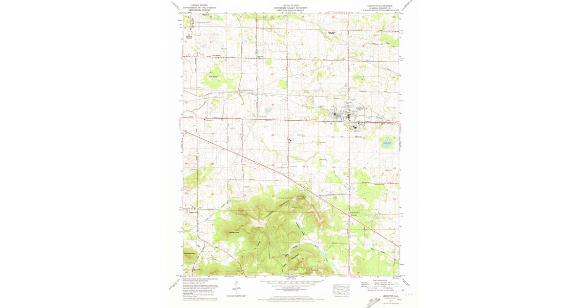 1971 Map of Leighton, AL — High-Res | Pastmaps