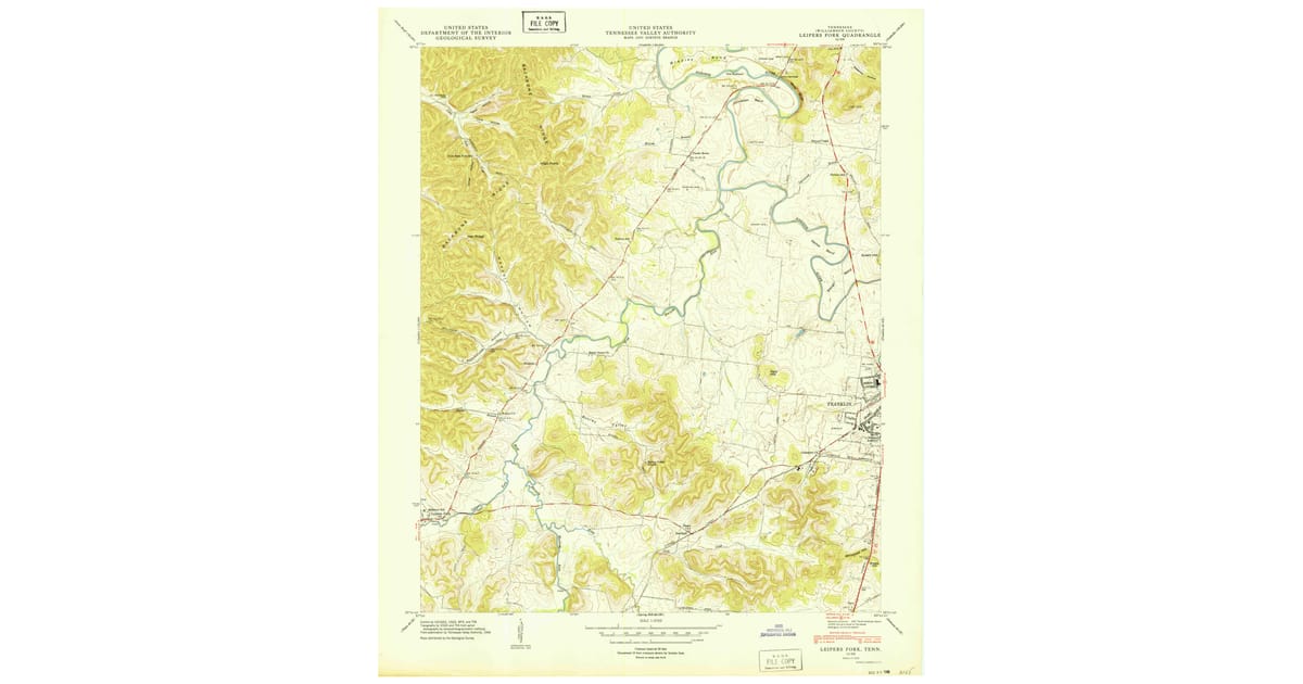 1949 Map of Leipers Fork, Williamson County, TN — High-Res | Pastmaps